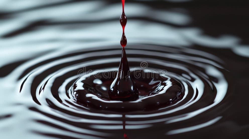 Dark Red Liquid Dripping Down on a Pristine White Background, Creating ...