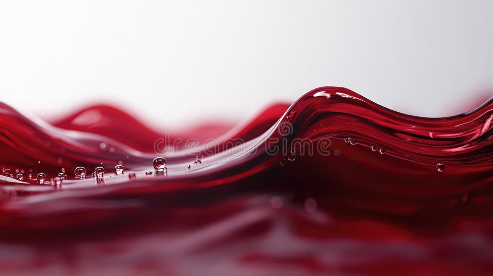 Dark Red Liquid Dripping Down on a Pristine White Background, Creating ...