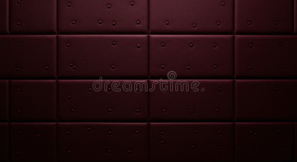 A Dark Red Panel with a Stitched and Riveted Texture Background. Stock ...