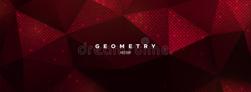 Dark Red Polygonal Background with Golden Glitters Stock Vector ...
