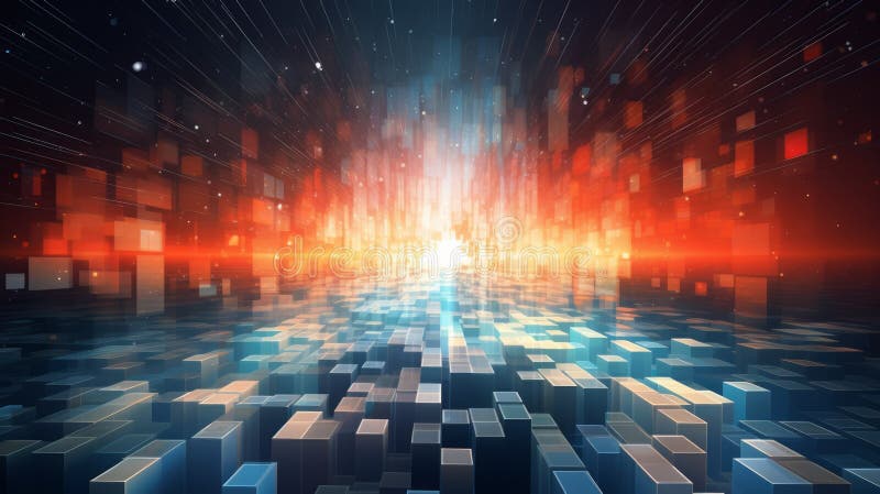 Dark Red Purple Blue Color Light Abstract Pixels Technology Background ...