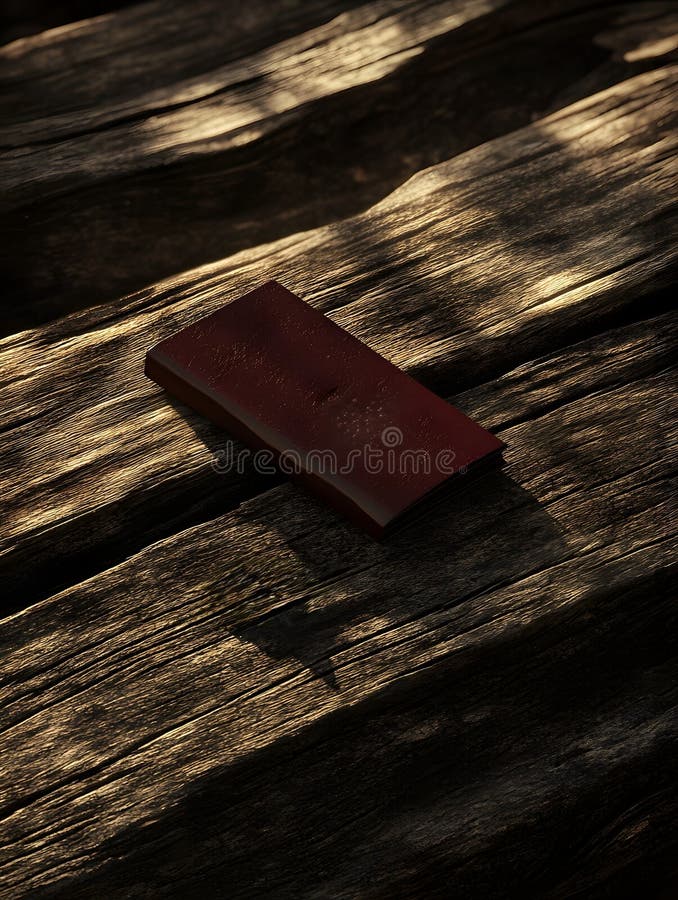 Dark Red Rectangular Object on Rustic Wooden Surface Background Texture ...