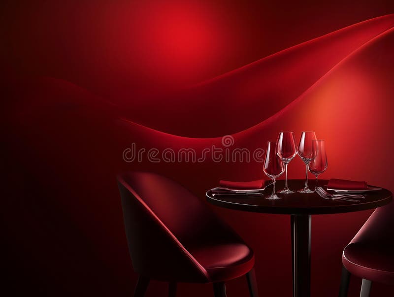 Dark Red Restaurant Interior Elegant Setting Candles Table Setting ...