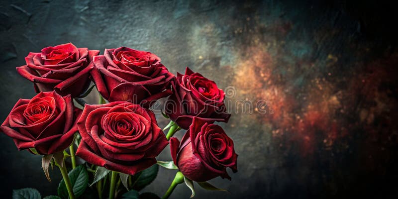 Dark Red Roses at Night Grunge Background AI-Created Content Stock ...