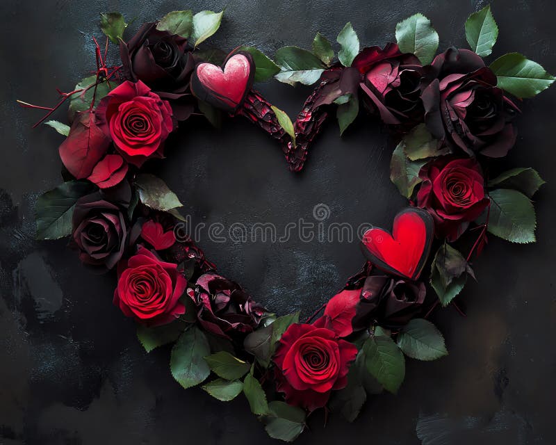 Dark Red Roses Shaped Heart Stock Photo - Image of shape, romance ...