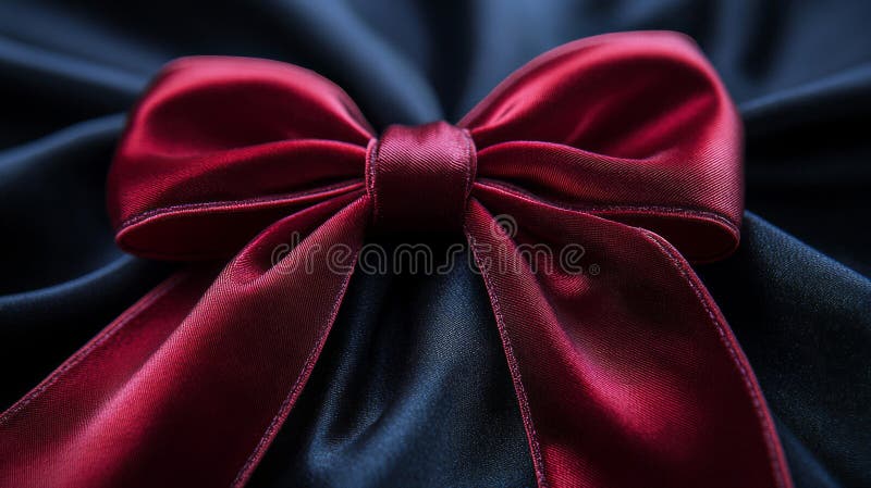 Dark Red Satin Ribbon Bow on Dark Fabric Stock Illustration ...