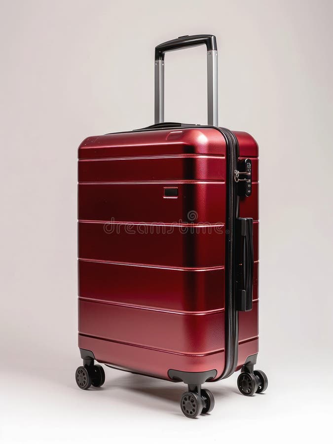 Travel dark red suitcase. stock illustration. Illustration of plastic ...
