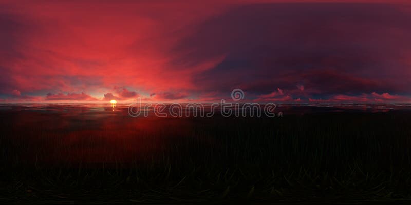 Dark Red Sunset in the Ocean Stock Image - Image of grass, sunrise ...