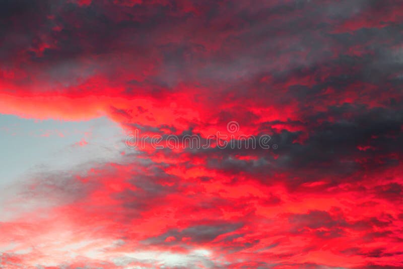 Dark Red Sunset Sky Gorgeous Panorama Natural Sunset Bright Dramatic ...