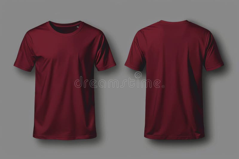 Dark Red T-shirt Template Showing the Front and Back Views. Generative ...