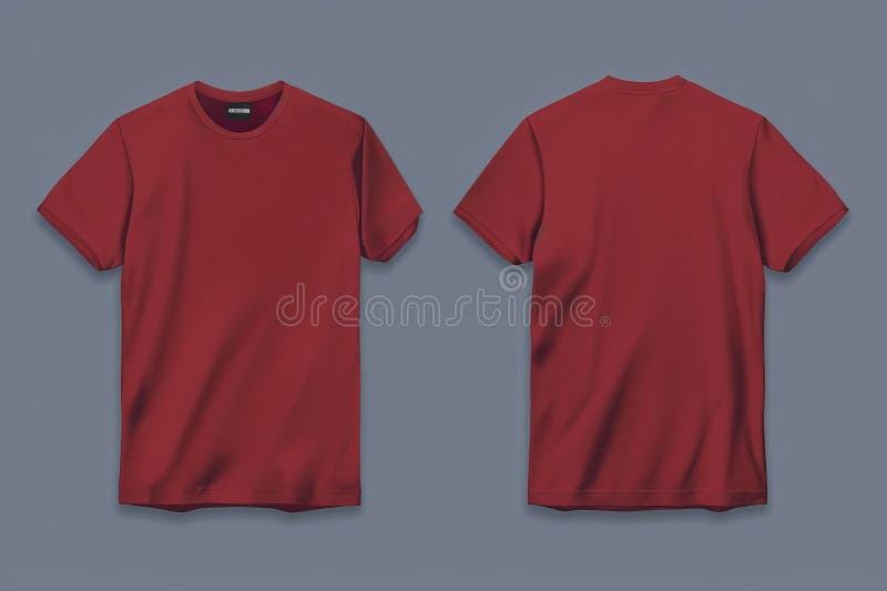Dark Red T-shirt Template Showing the Front and Back Views. Generative ...