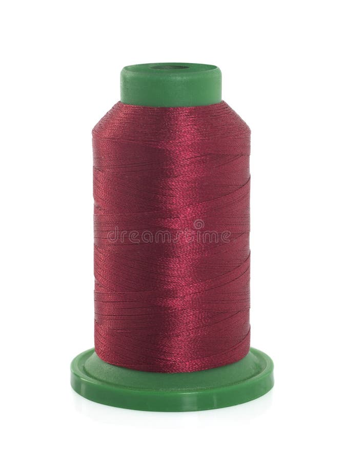 Dark Red Thread on a Bobbin for Sewing and Needlework on a White ...