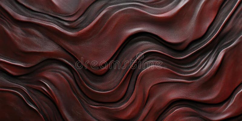 Dark Red Waves Leather Texture Shows Abstract Design and Deep Embossed ...