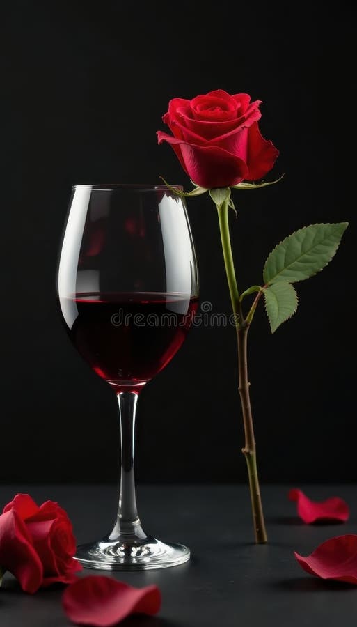 Single Long Stemmed Red Rose Wine Stock Illustrations – 6 Single Long ...