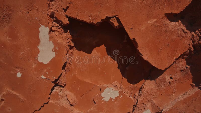 Dark Reddish Clay Wall with Rough Texture and Cracks for Architectural ...