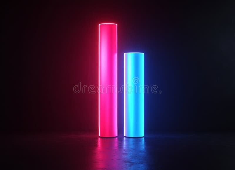 A Dark Reflective Surface Showcases a Neon Bar Graph on the Rise ...