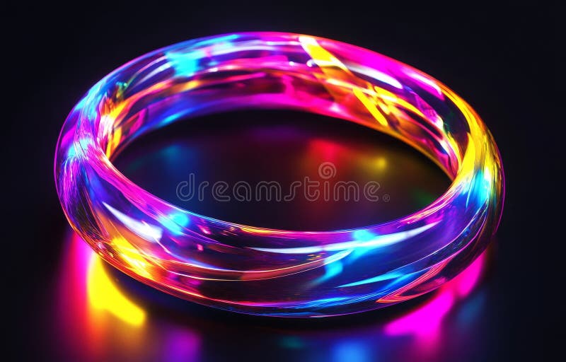 A Dark, Reflective Surface Supports a Ring that Exhibits a Glowing and ...