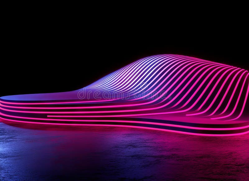 On a Dark, Reflective Surface, Vibrant, Iridescent Waves Glide ...