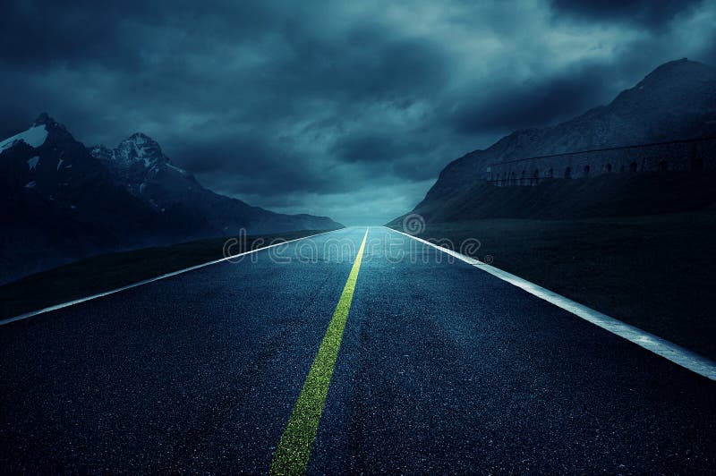 Dark Road stock image. Image of long, asphalt, mountains - 50047695