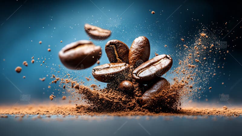 Coffee Beans Burst into Motion, Creating an Explosion of Flavor and ...