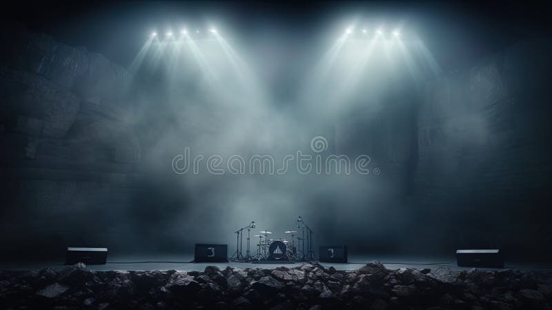 Dark Rock: a Banner with Heavy Sound and Haze on the Stage Stock ...