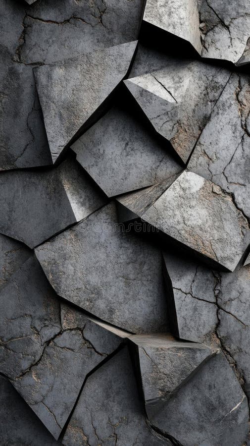 Dark Rock Forms Abstract Shapes with Sharp Edges and Deep Cracks ...