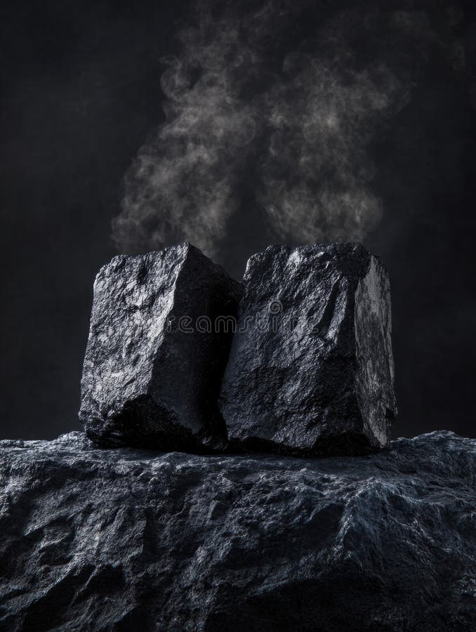 Dark Rocks Releasing Steam in a Low Light Setting, Showcasing Their ...