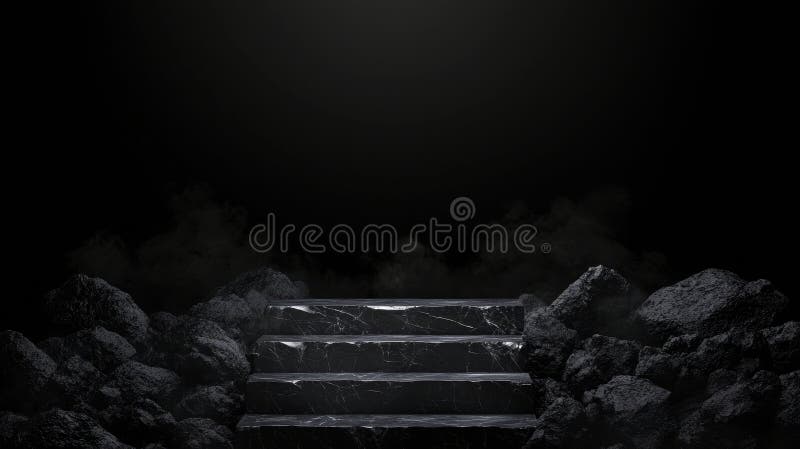 A Dark, Rocky Platform with a Staircase Leading Up To it. Stock Image ...