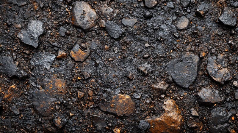 Dark Rocky Surface with Embedded Stones and Tar Stock Illustration ...
