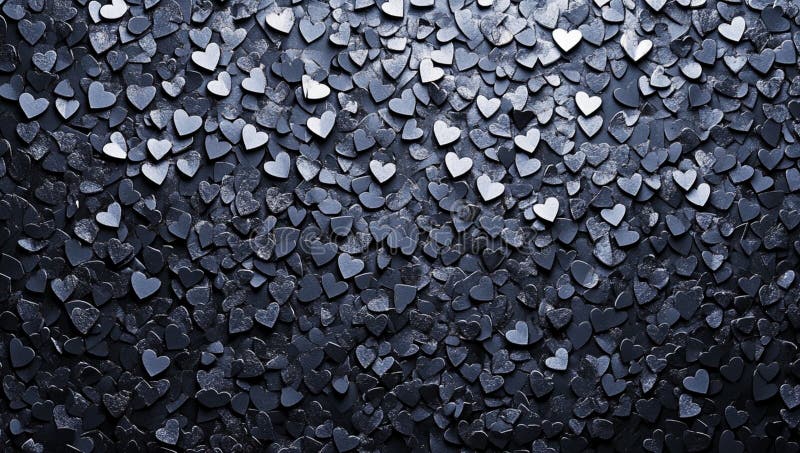 Dark Romantic Background Hundreds of Metallic Grey Hearts Texture Love ...