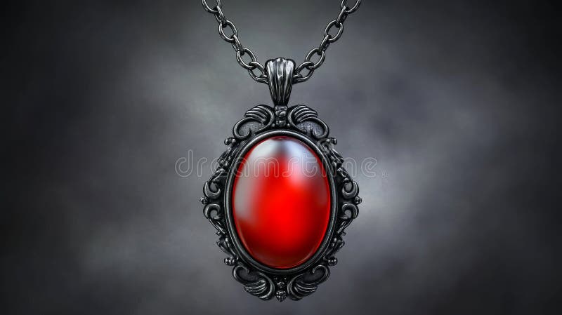 Dark Romantic Jewel: Antique Ruby Pendant Necklace Stock Image - Image ...