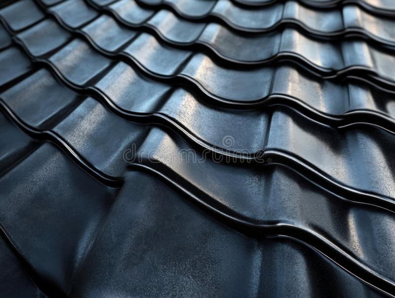Dark Roof Tiles Form a Wavy Pattern with Architecture Design Stock ...