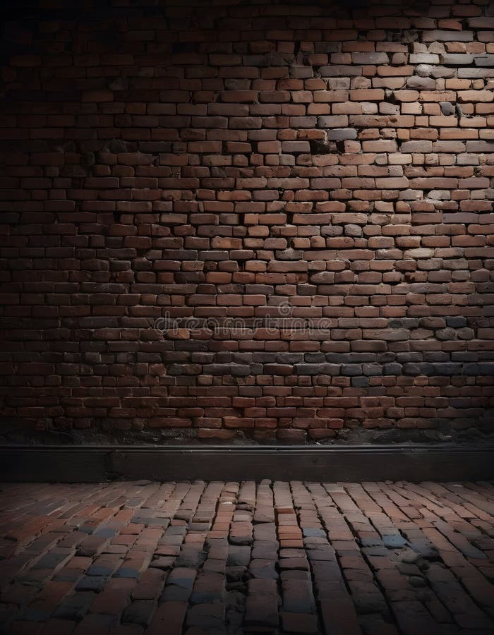 Dark Room with Brown Brick Wall, Flooring, and Rectangle Patterned ...