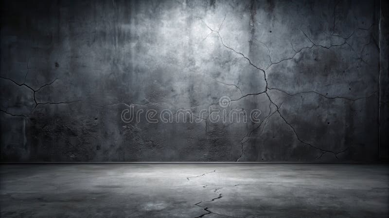 Dark Room with Cracked Concrete Wall and Floor, Ideal for Dramatic ...