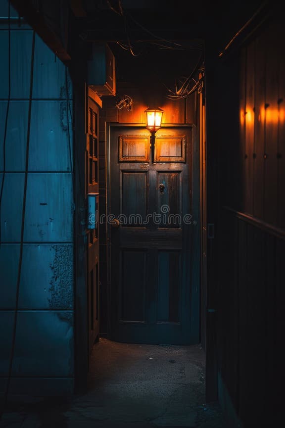 A Dark Room with a Door and a Single Light Source. Versatile Image ...