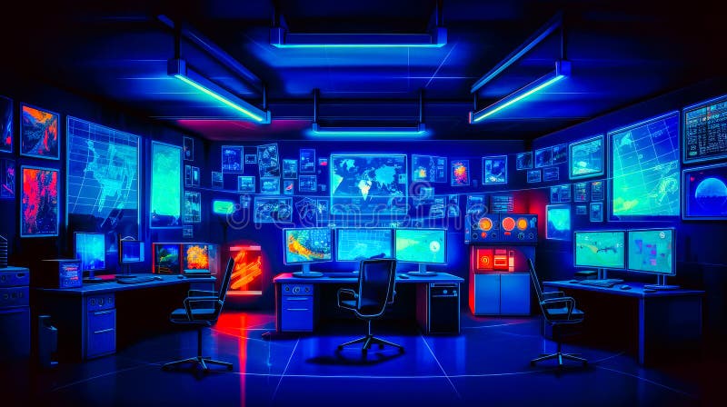 The Dark Room is Filled with Computers and Monitors. Generative AI ...