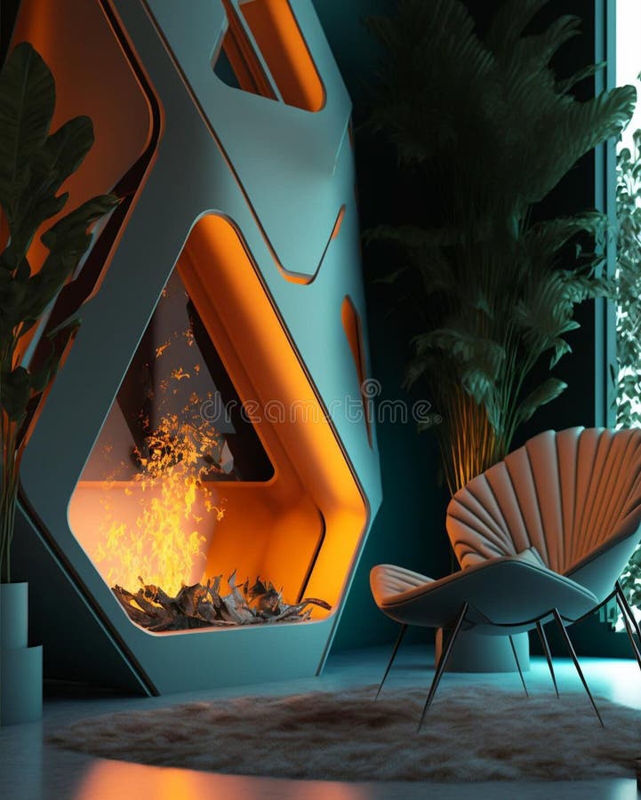 A Dark Room with Flame Night Scene Stock Illustration - Illustration of ...