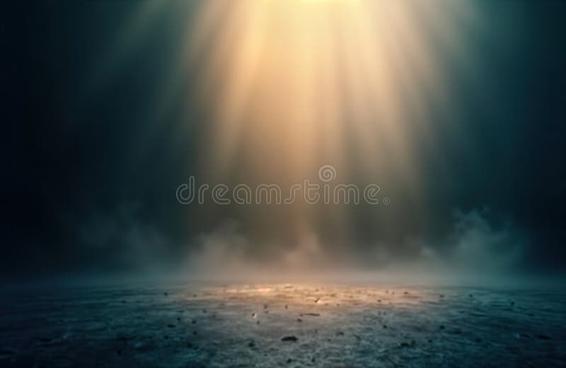 Dark Room with Foggy Atmosphere. Light Rays Create Dramatic Effect ...