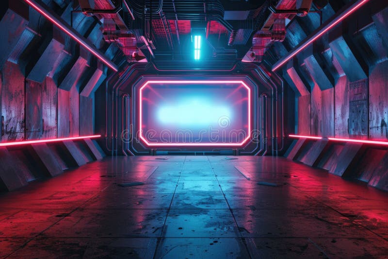 A Dark Room Illuminated by a Bright Neon Light, Great for Night Scenes ...