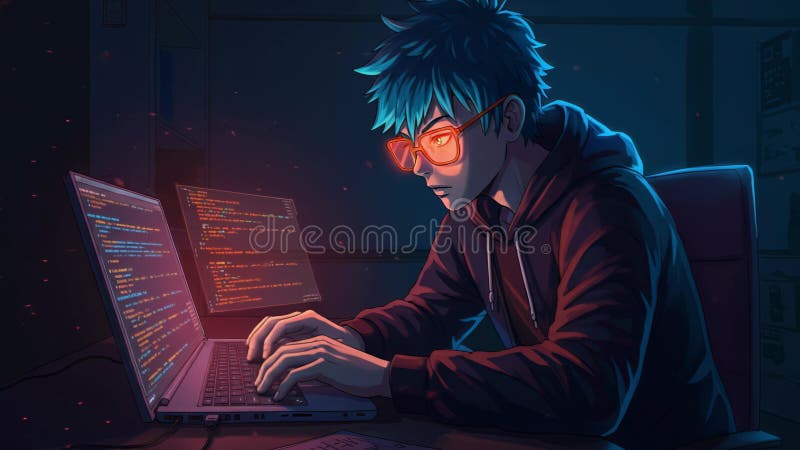 A Young Coder Spends Their Nights Deeply Immersed in the World of ...