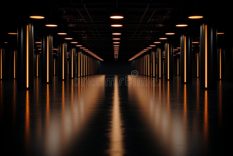 Dark Room with Illuminated Pillars Creates Dramatic Atmosphere ...