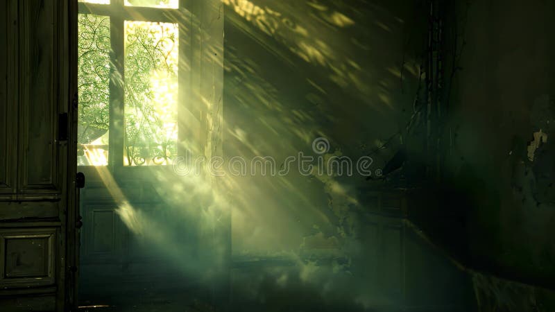 Dark Room Illuminated with Sunlight Pouring through Window, Creating ...