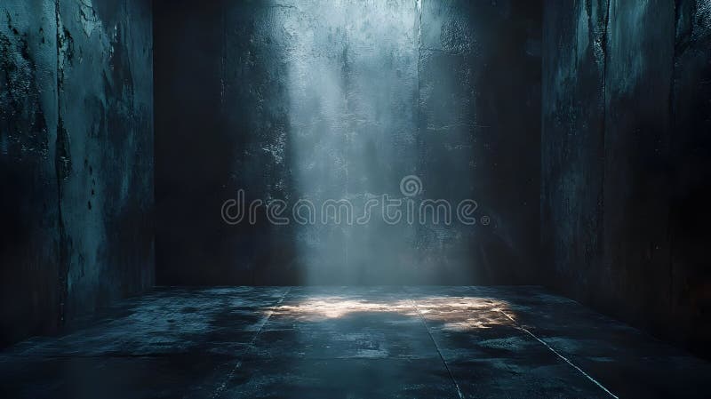 Dark Room with Light Beam and Grunge Concrete Walls Background Stock ...