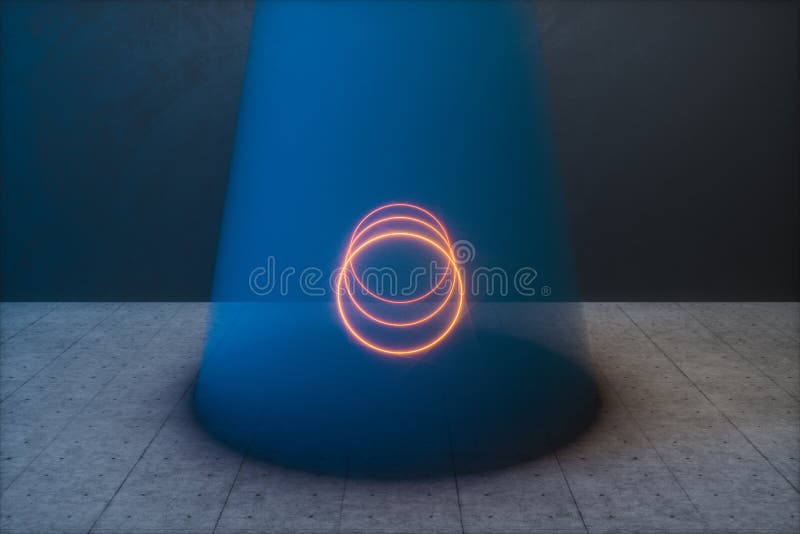 The Dark Room and the Light Beam from the Top, 3d Rendering Stock ...