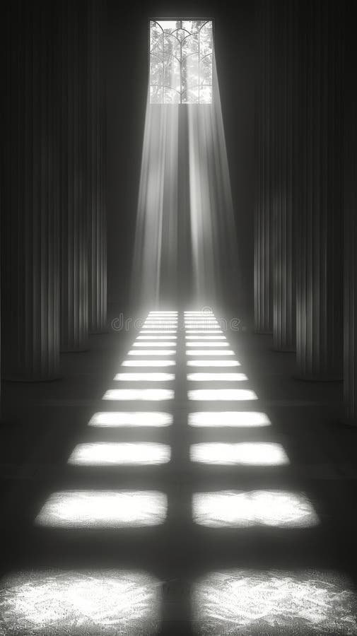 Dark Room with Light through Windows Stock Photo - Image of horizontal ...