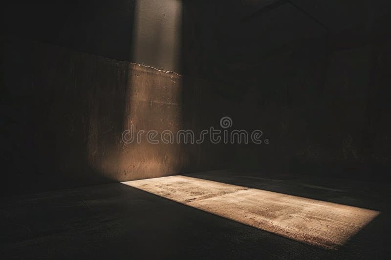 A Dark Room Lit by a Single Beam of Light from Above, Ideal for Use in ...
