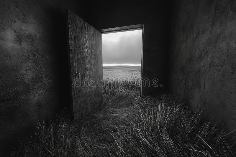 Open Door to a Field stock illustration. Illustration of horizon ...