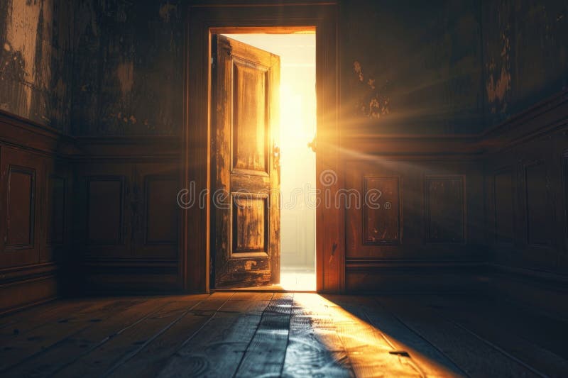 A Dark Room with an Open Door Letting in Light. Suitable for Various ...