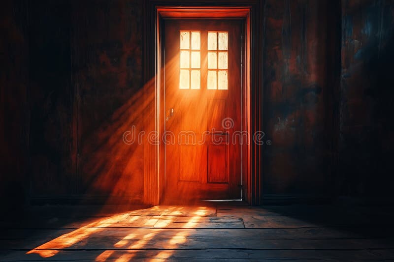 Dark Room Open Doors. Sunlight Shines through Windows, Rays, Glare ...