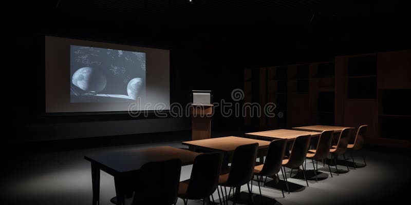 A Dark Room with a Projector and Screen Displaying a Pres Created with ...